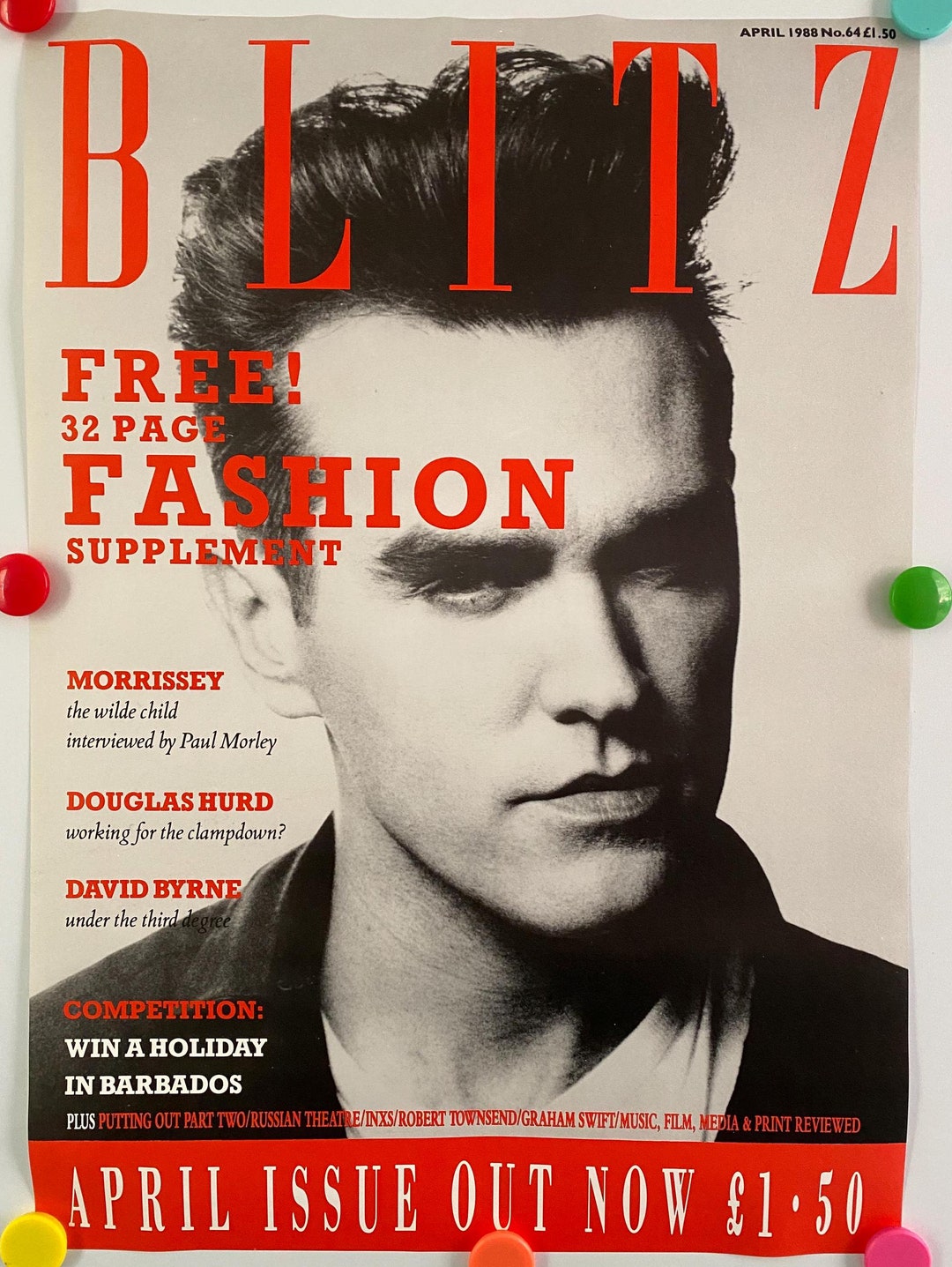 Morrissey Blitz Magazine Poster 1988 - Etsy