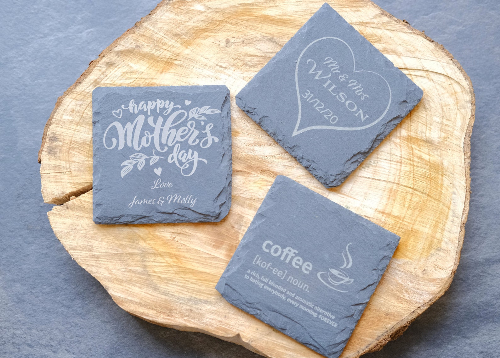 Mothers Day Personalised Slate Coasters Any Name Custom - Etsy UK
