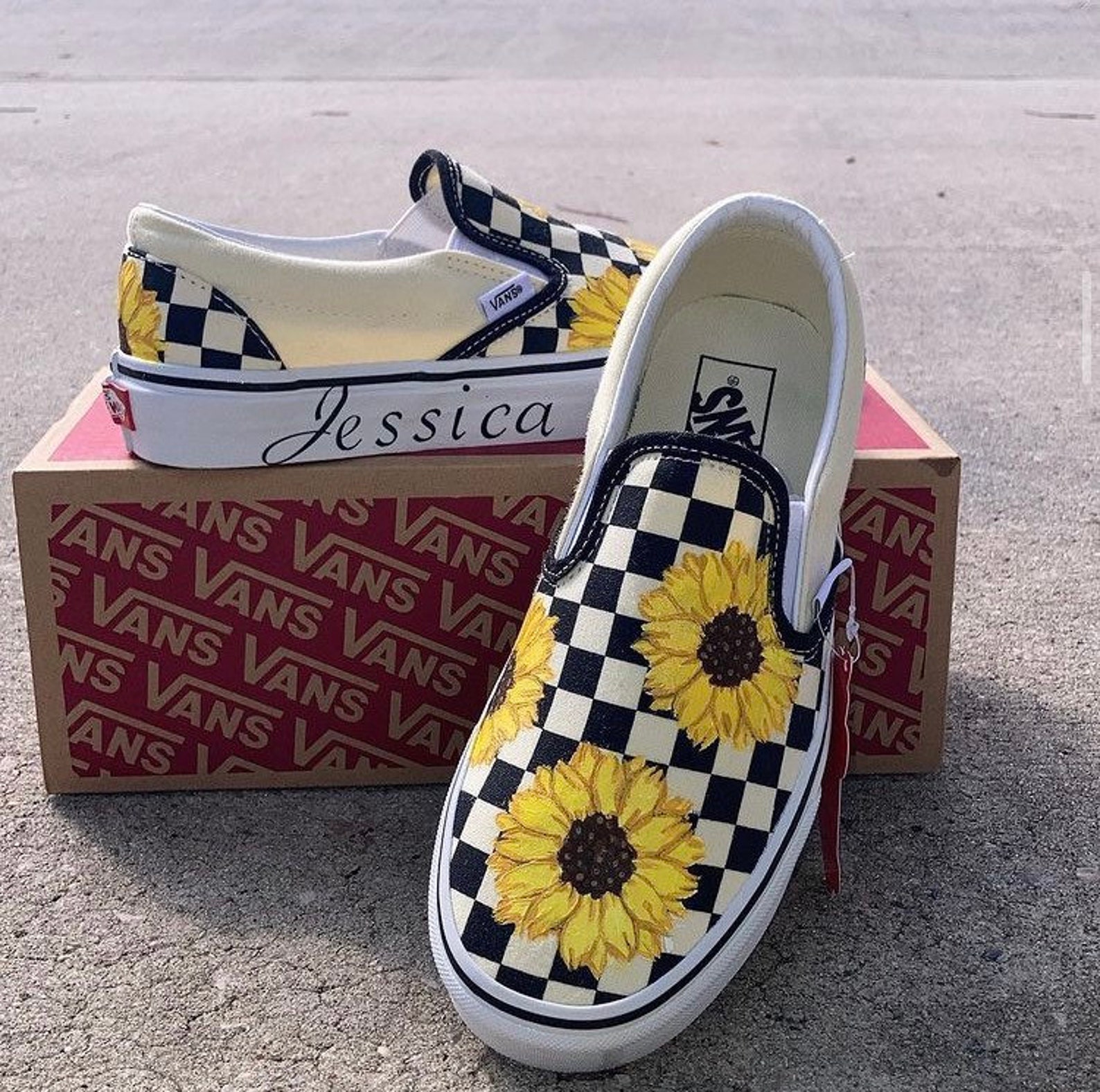 Custom Sunflower Vans - Etsy