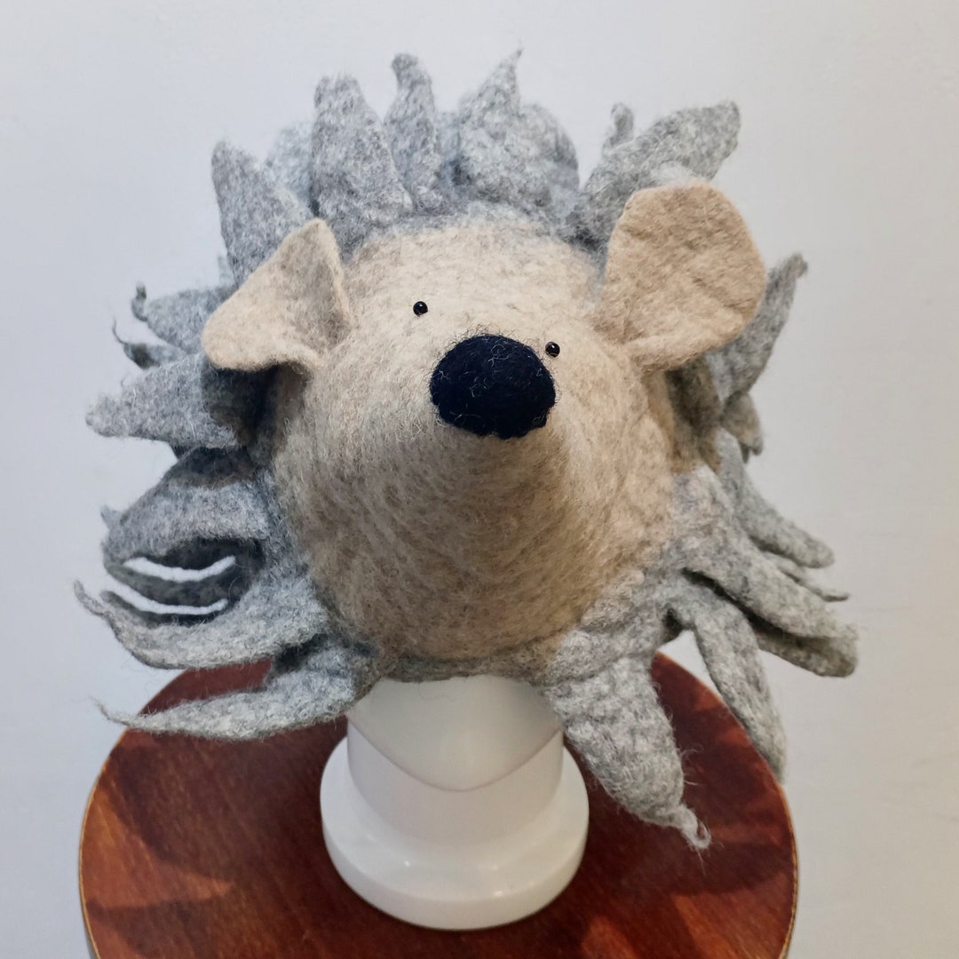 Hedgehog Wool Hat, Animal Wool Hat, Cartoon Wool Hat, Gray Wool Hat ...