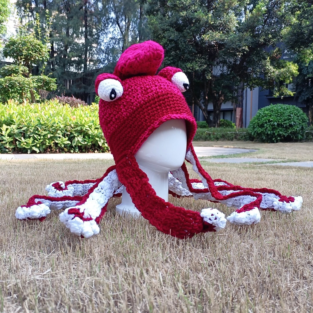 Fuchsia Pink Octopus Hat Crochet Tentacles Hats Squid - Etsy