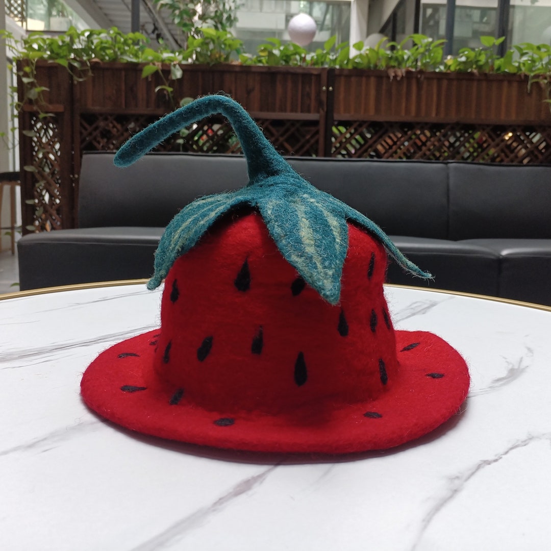 Watermelon Hat Fruit Wool Bucket Hat Flower Hat Handmade - Etsy