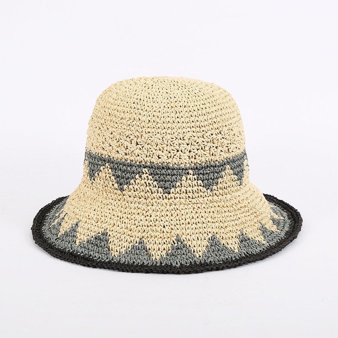 Crochet Straw Hat Woven Straw Hat Handmade Bucket Hat DIY - Etsy