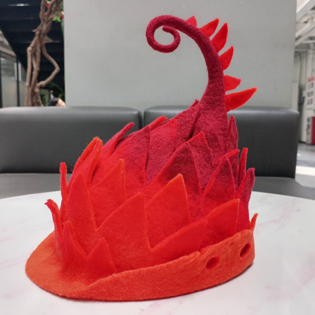 Red Wool Hat, Dragon Tail Wool Hat, Cartoon Hat, Handmade Wool Hats ...