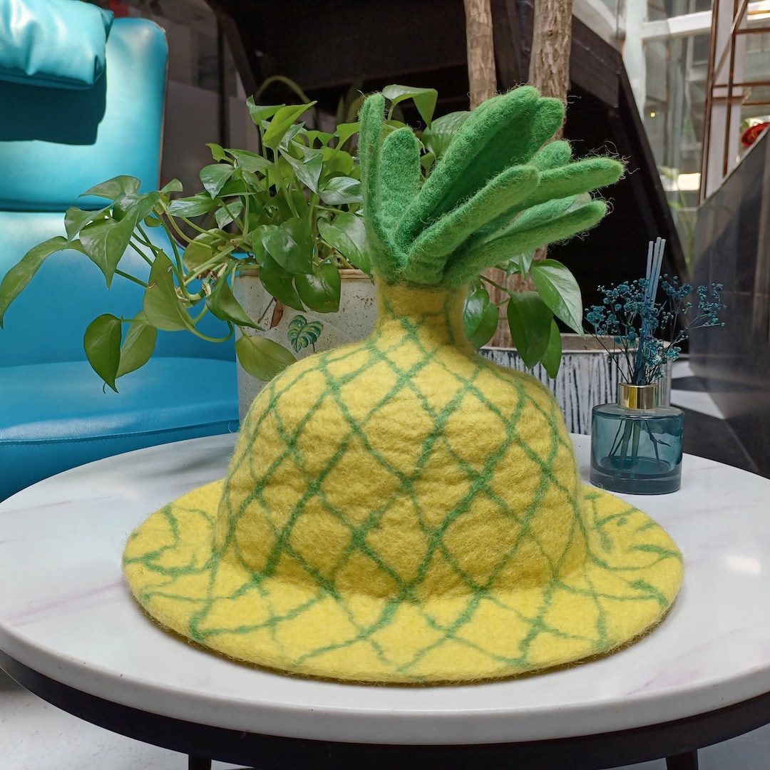 Pineapple Hat, Handmade Felted Wool Hats, Funny Novelty Cartoon Hats ...