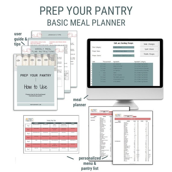 Weekly Meal Food Planner Customizable Excel Spreadsheet for | Etsy