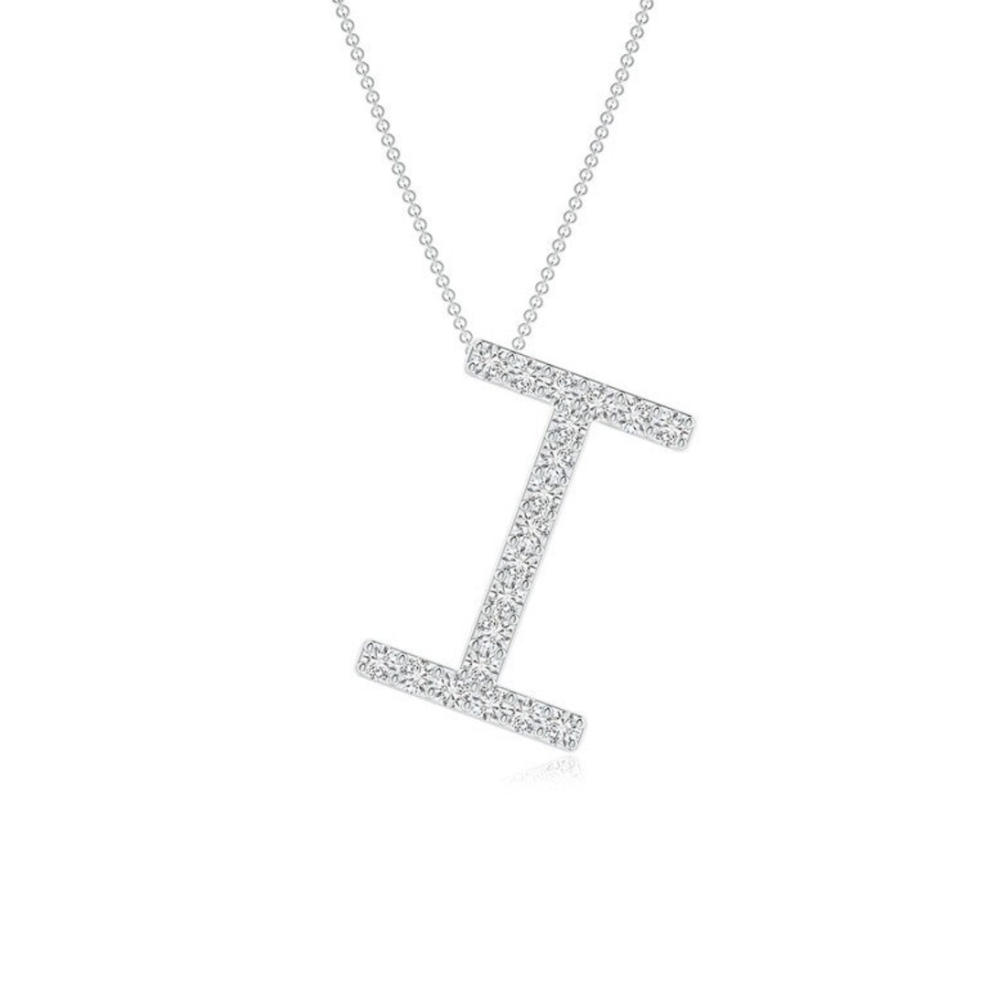 Letter I Moissanite Initial "i" Pendant / Tiny Moissanite Letter Charms ...
