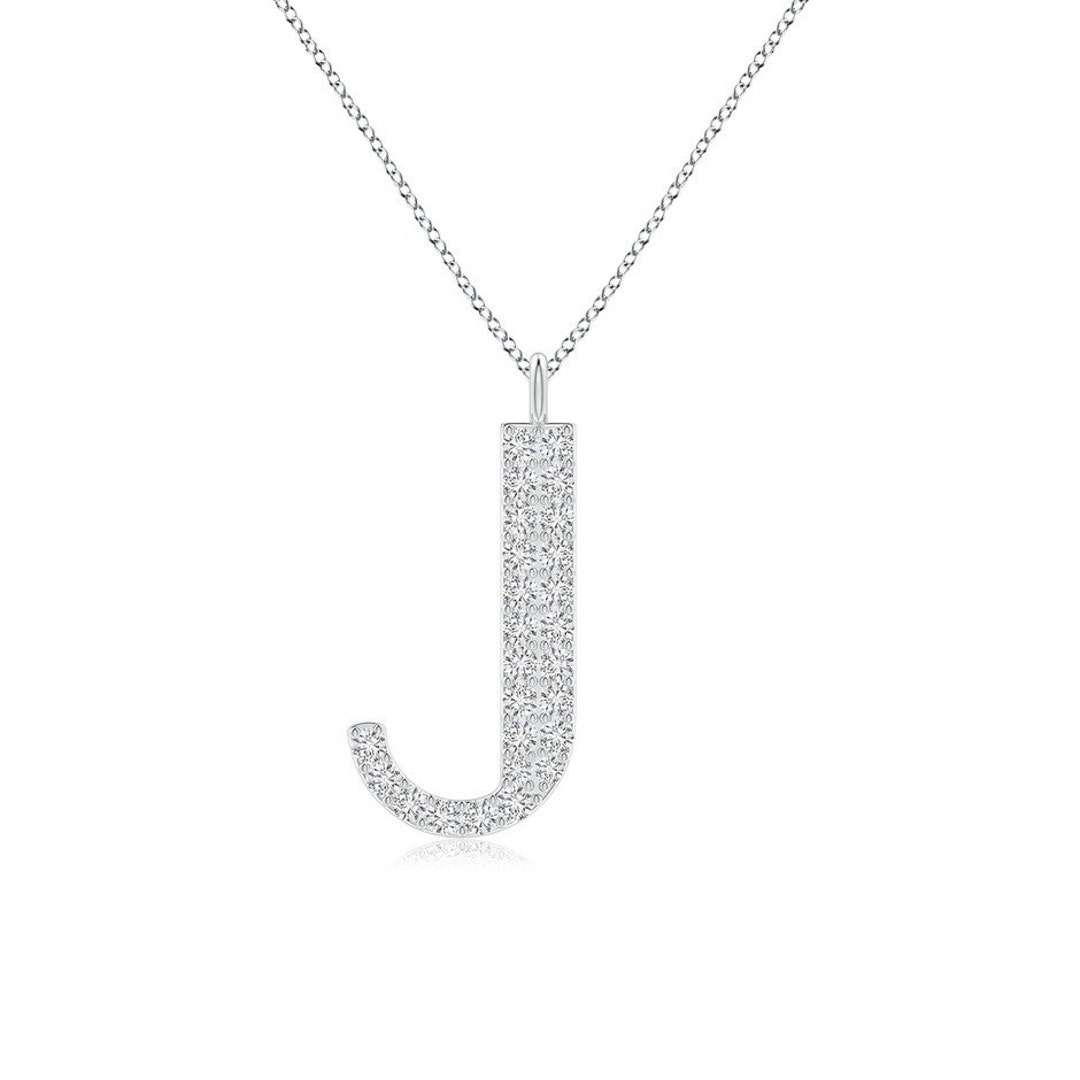 Moissanite "j" Initial Pendant/ Letter Necklace/ Initial Letter Pendant ...