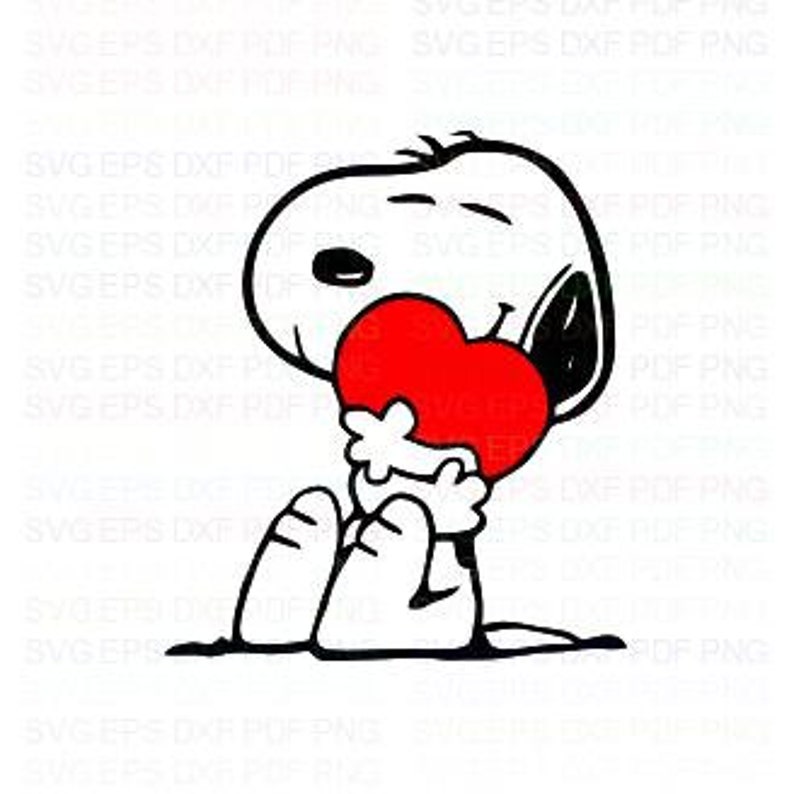 Snoopy Hugging A Heart Svg Dxf Eps Pdf Png Cricut Cutting | Etsy
