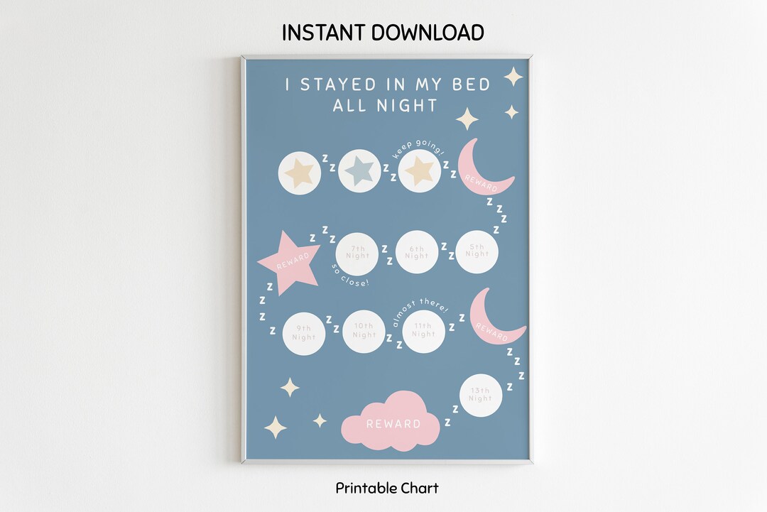 Stars and Cloud Chart Sleep Bedtime Print Preschool Sleeping Preschool ...