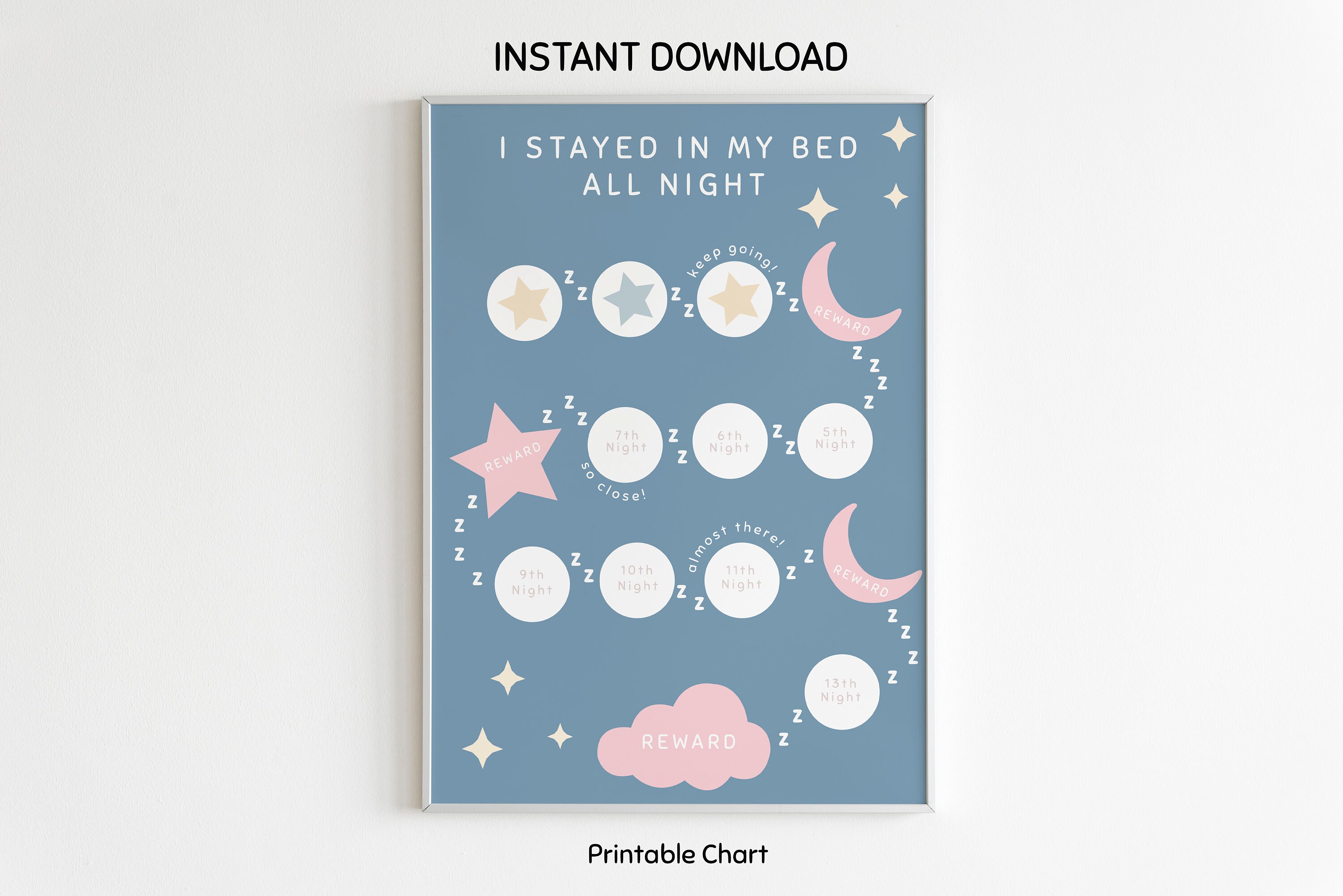 Stars and Cloud Chart Sleep Bedtime Print Preschool Sleeping Preschool ...