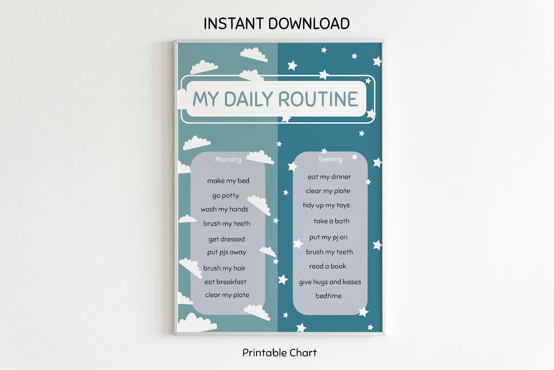 Kids Printable Daily Schedule Responsibility Chart Chore - Etsy