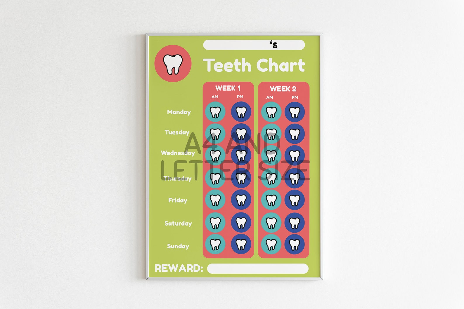 Teeth Brushing Chart Printable Instant Download 2 Week Checklist Brush ...