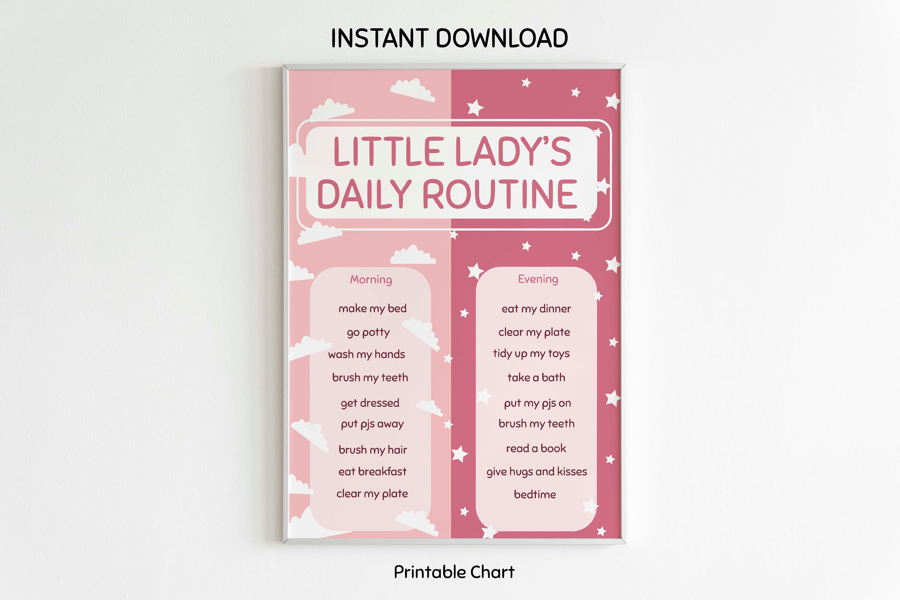 Daily Routine Printable Little Lady Morning and Evening Routine Bed ...