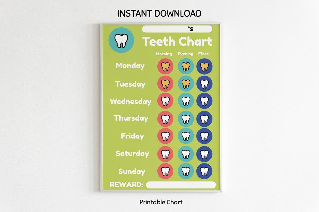 Daily Teeth Brushing Chart Sticker Reward Chart Schedule for Kids I Can ...