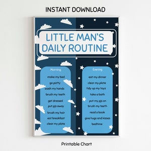 Daily Routine Chart Little Man Printable Routine Chart | Etsy