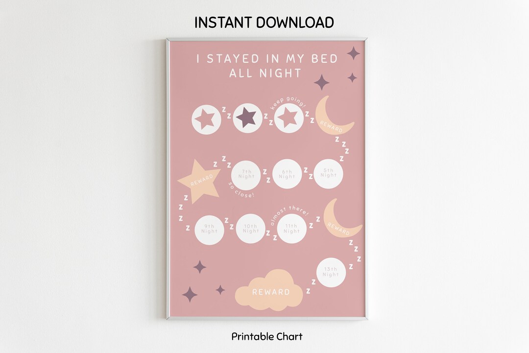 Pink Children Sleep Chart Toddler Bed Routine A4 Reward Chart Goal ...