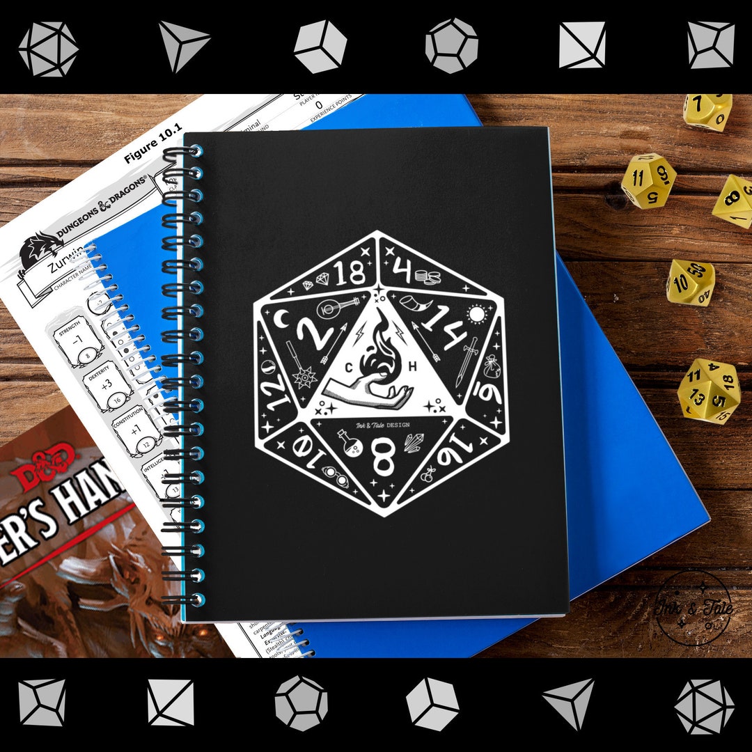 Customizable D&D Spiral Notebook | D20 Art Cover | Dungeons and Dragons ...