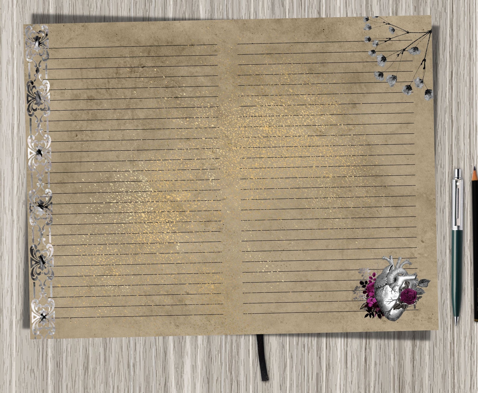 Gothic Writing Paper, Grunge Writing Paper, Dark Academia, Ephemera ...