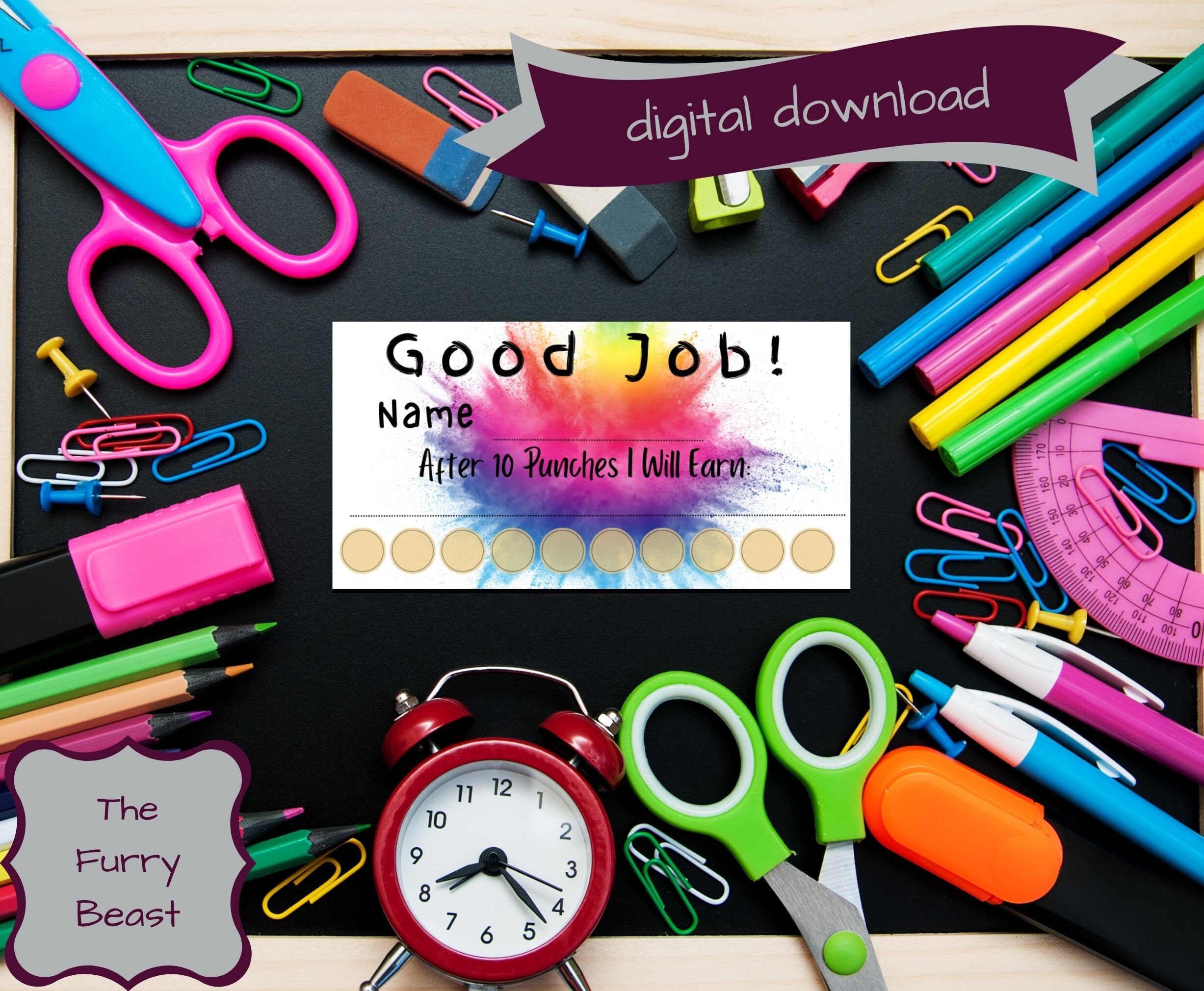 Kids Reward Punch Cards, Habit Tracker, School Reward Coupon, Tickets ...