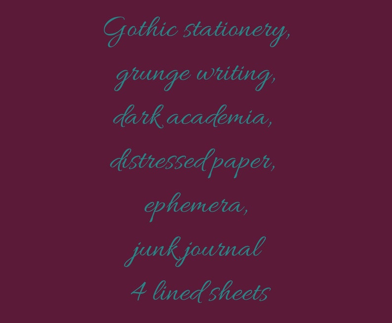 Gothic Writing Paper, Grunge Writing Paper, Dark Academia, Ephemera ...