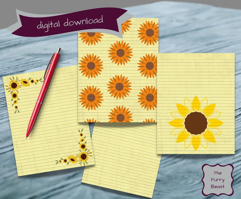16 Printable Stationery Pages, Decorative Paper, Letter Writing Paper ...