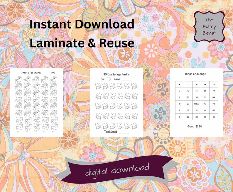 20 Minimalist Printable Budget Savings Tracker, Frugal Money Challenges ...