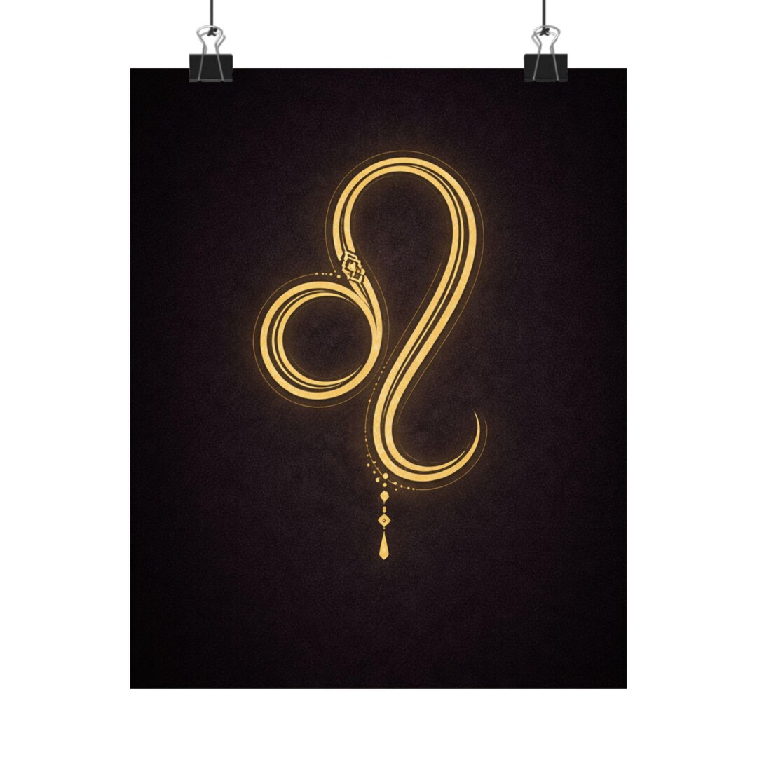 Leo Zodiac Symbol Poster | Minimalist Astrology Wall Art | Gold Leo ...