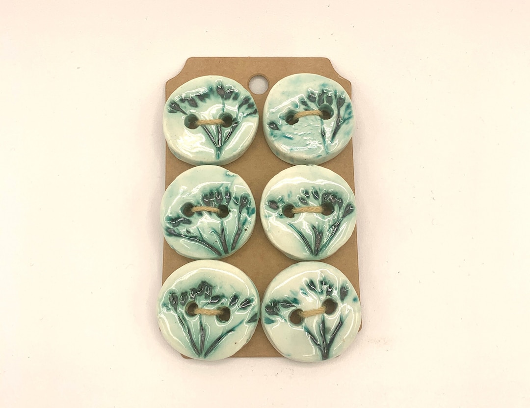 Ceramic Buttons With Plant Impression (set of 6) - Etsy