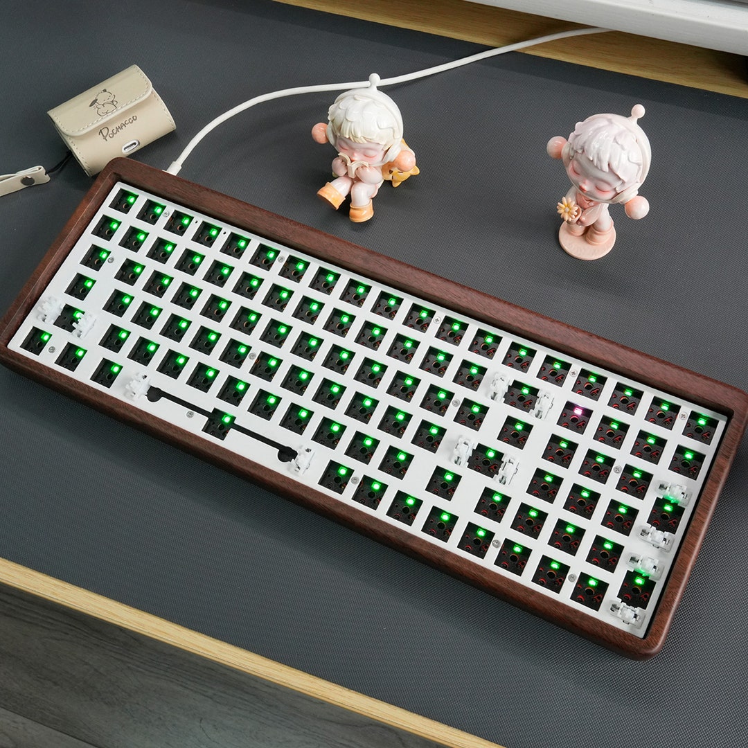 Handmade Wooden Craft Walnut Wood 96% 100keys Bluetooth Mechanical ...
