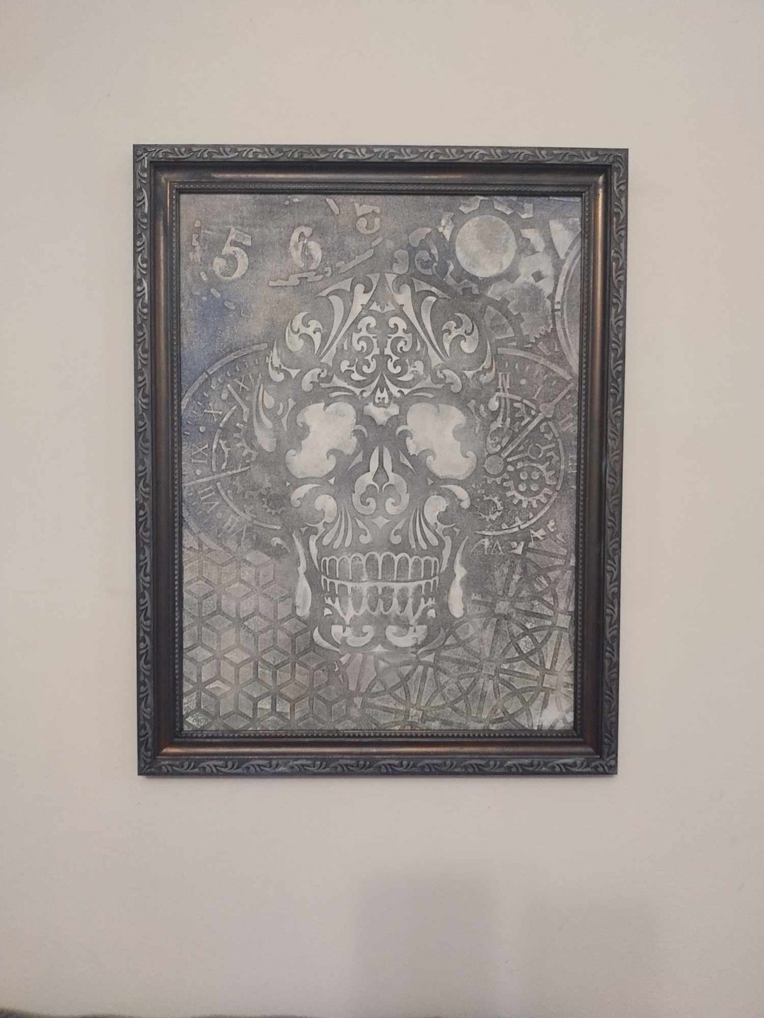 Scull Picture Gothic With Frame Skull Wall Panel Skull Wall Art Dark ...