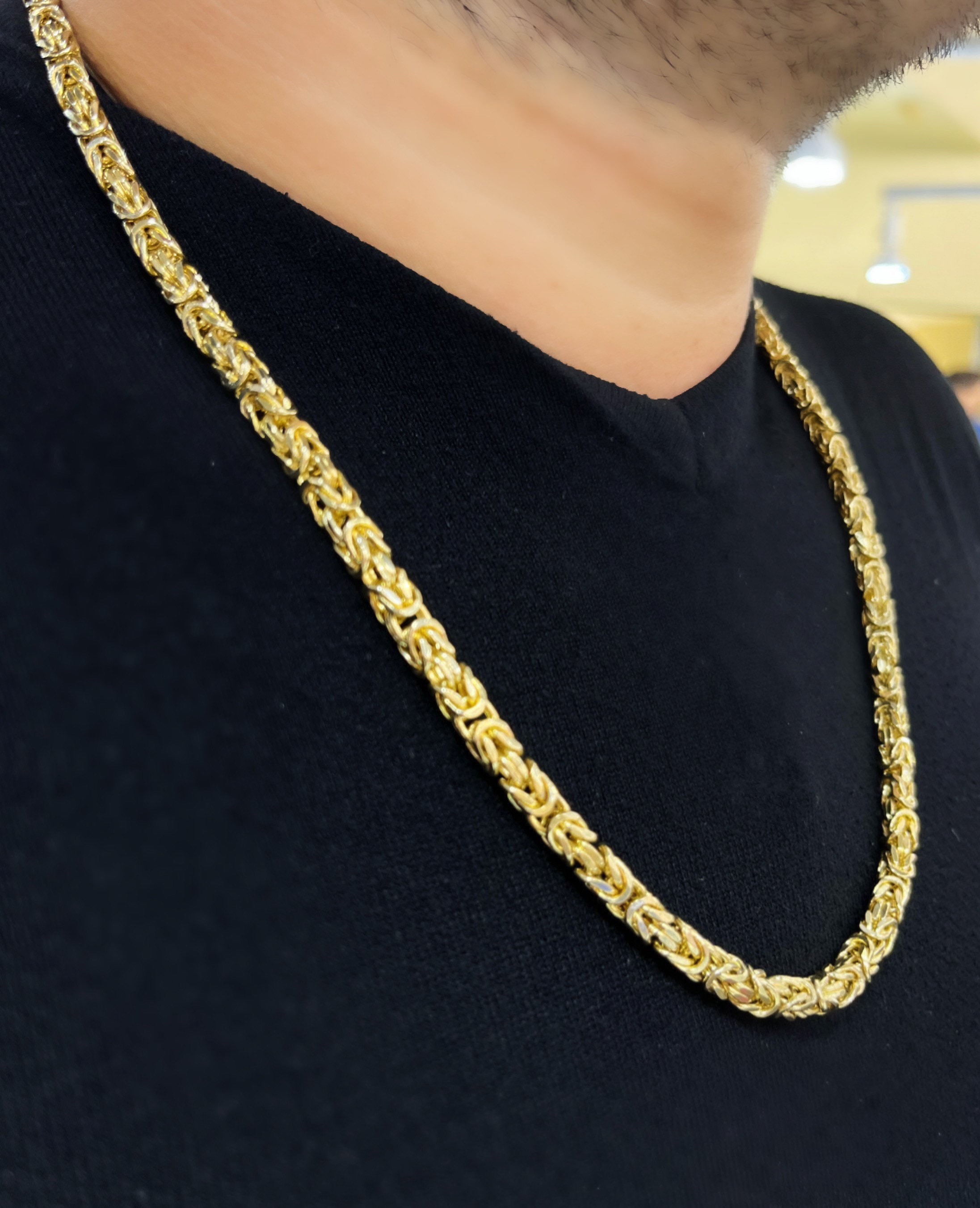 14K Gold Italian Byzantine Chain Necklace/4.5 MM Thickness - Etsy