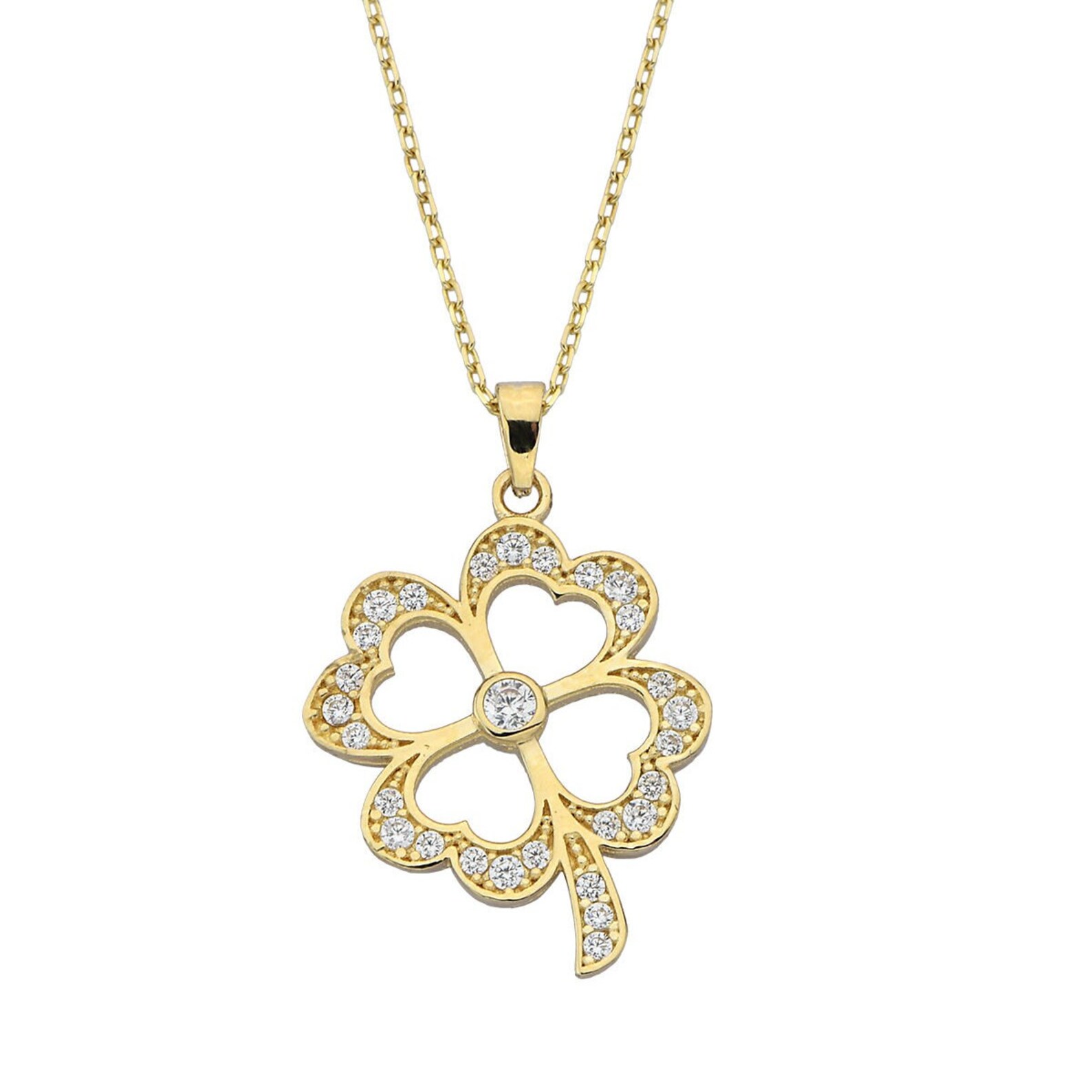 14K Solid Gold Shamrock Necklace/ Vintage Clover Charm - Etsy