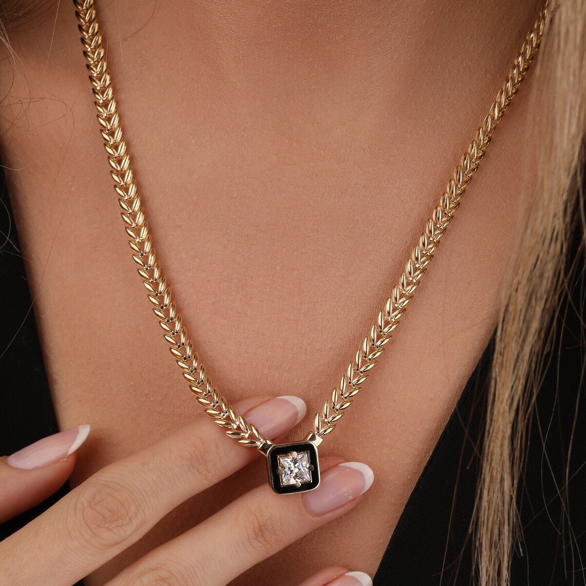 Chevron Herringbone Chain Necklace14k Gold Chevron Chain | Etsy