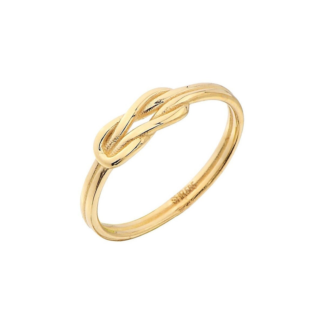14K Gold Knot Ring 14K Real Yellow Gold Stackable Knot Rings Love Knot ...