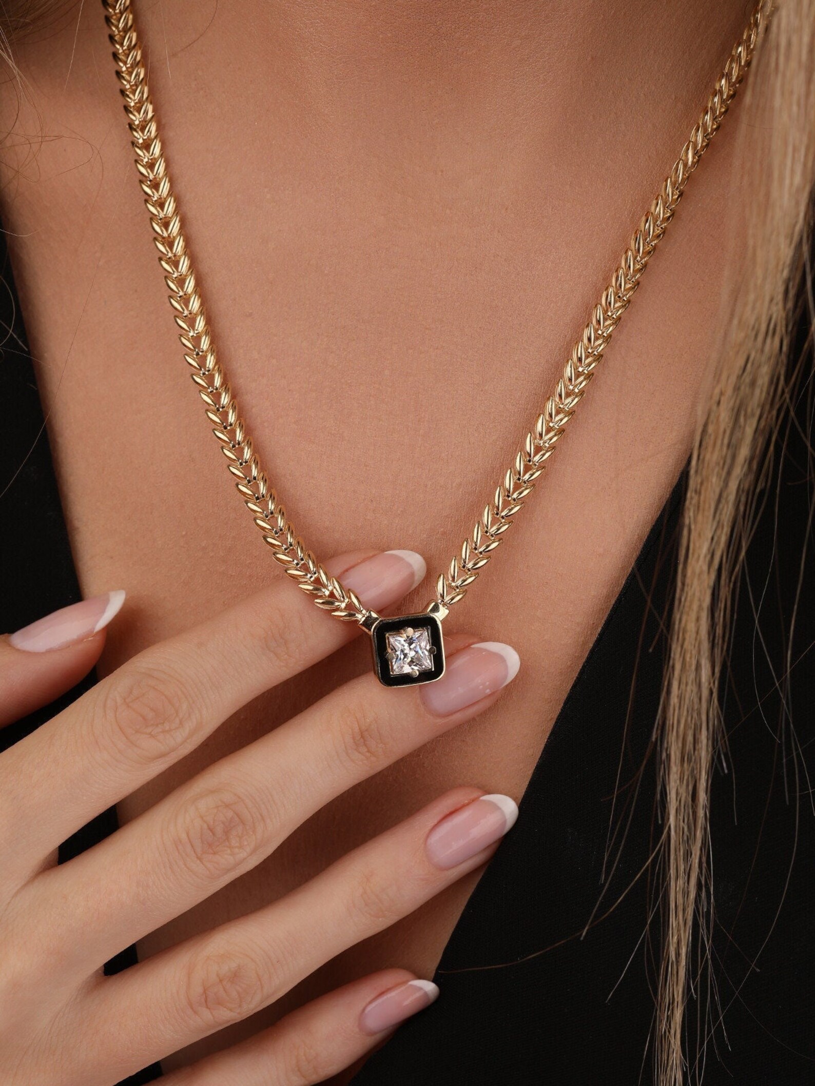 Chevron Herringbone Chain Necklace14k Gold Chevron Chain | Etsy