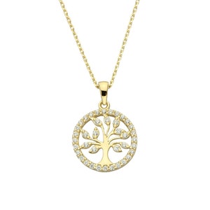 14K Real Gold Family Tree Necklace-gemstone Generational Tree Necklace ...