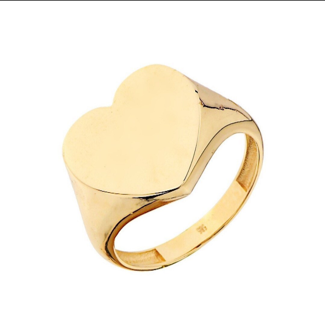 14k Gold Heart Signet Ring/ Heart Signet Ring/ Heart Shaped - Etsy