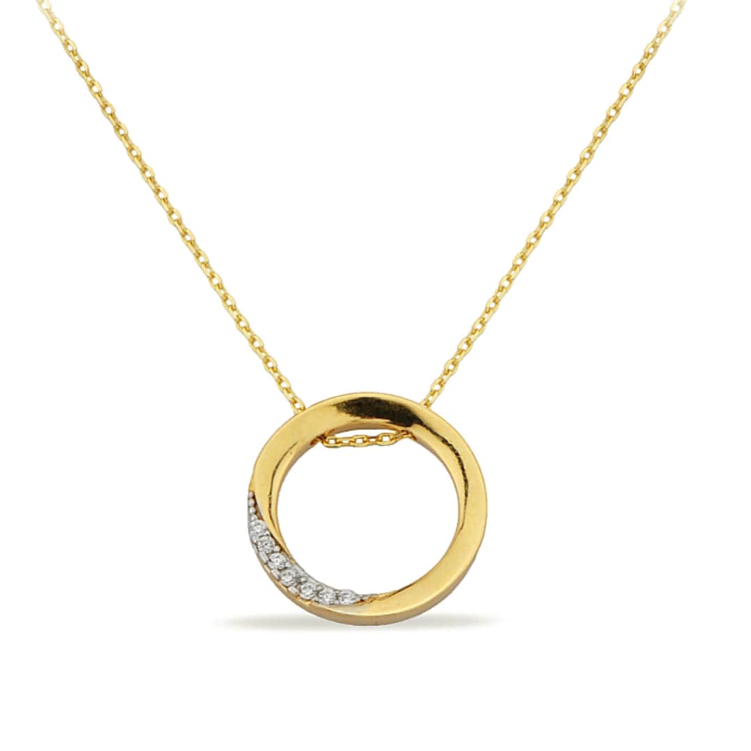 14K Real Open Circle Necklace/ Minimalist Gold Circle Necklace/ Gold ...