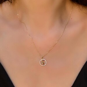 14K Real Gold Family Tree Necklace-gemstone Generational Tree Necklace ...