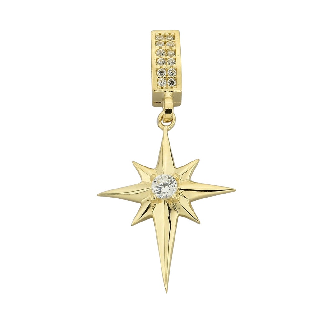 14K Gold Cz North Star Pendant- Polaris North Star Jewelry-birthday ...