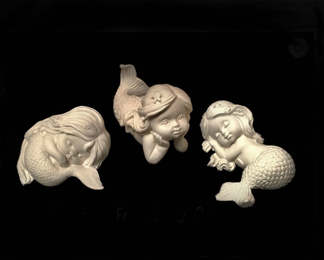 Adorable Unpainted Mermaids, Unpainted Ceramic Mermaid, Ready to Paint ...