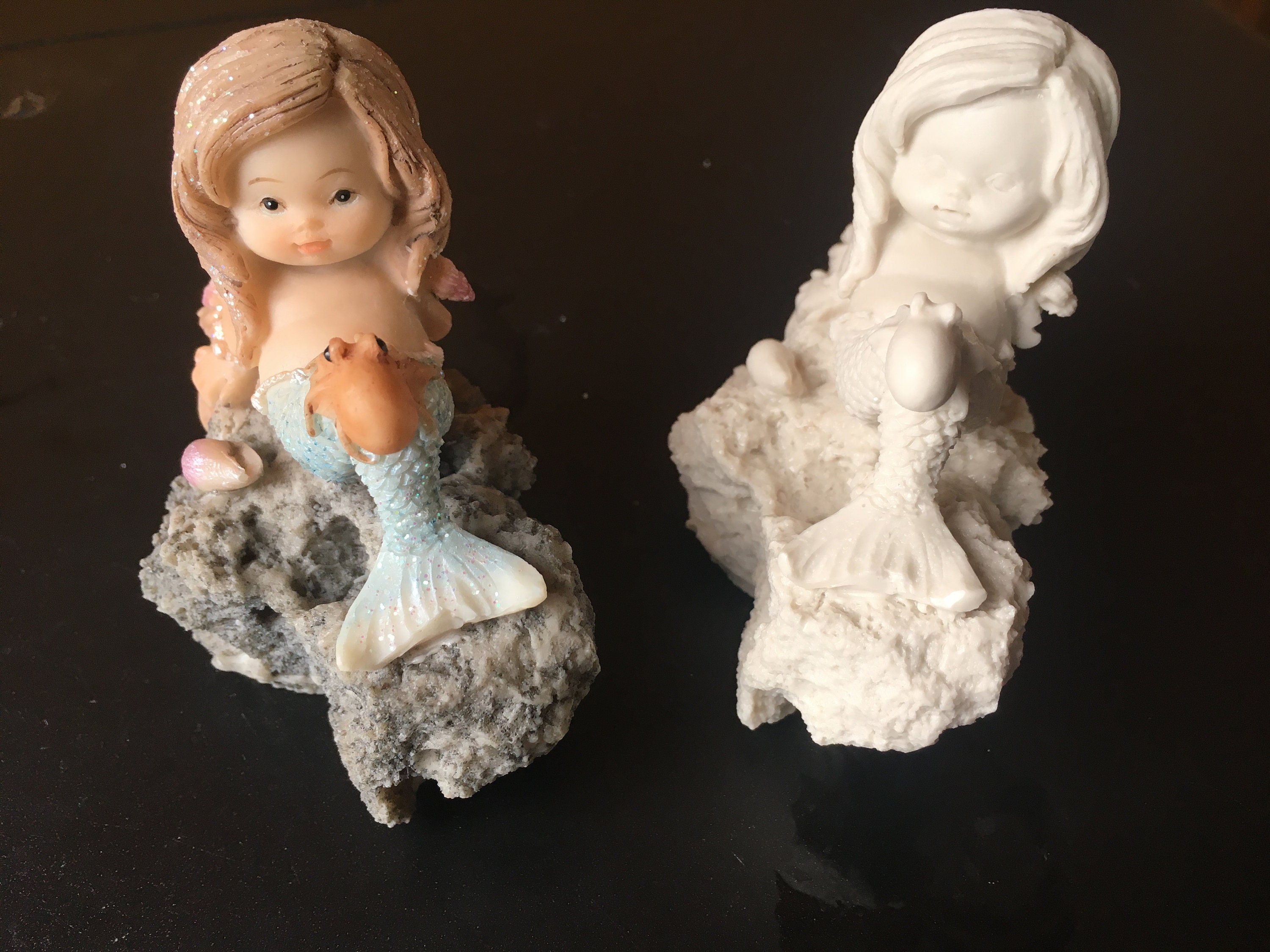 Adorable unpainted fairy garden mermaid unpainted ceramic | Etsy