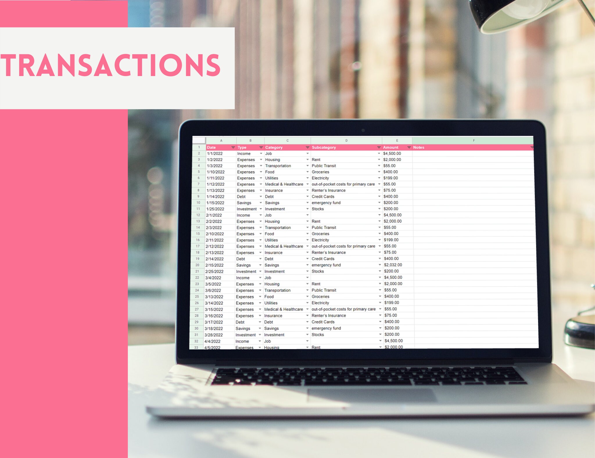 Customizable Cash Flow Template | Pink | See Where Your Cash is Going ...