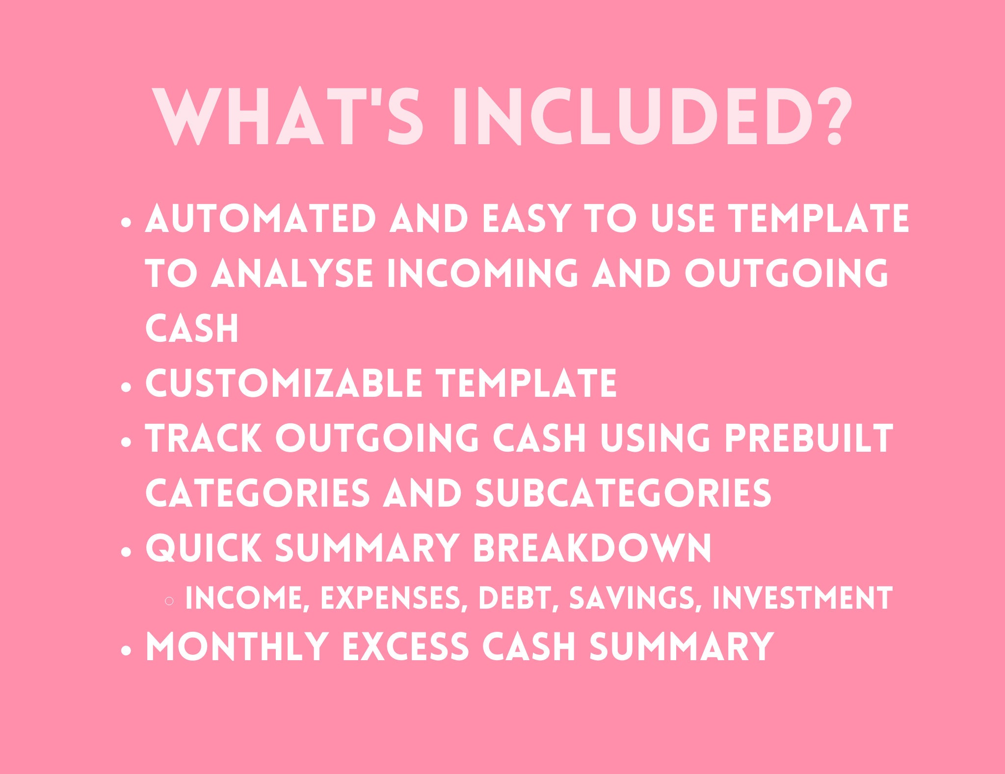 Customizable Cash Flow Template | Pink | See Where Your Cash is Going ...