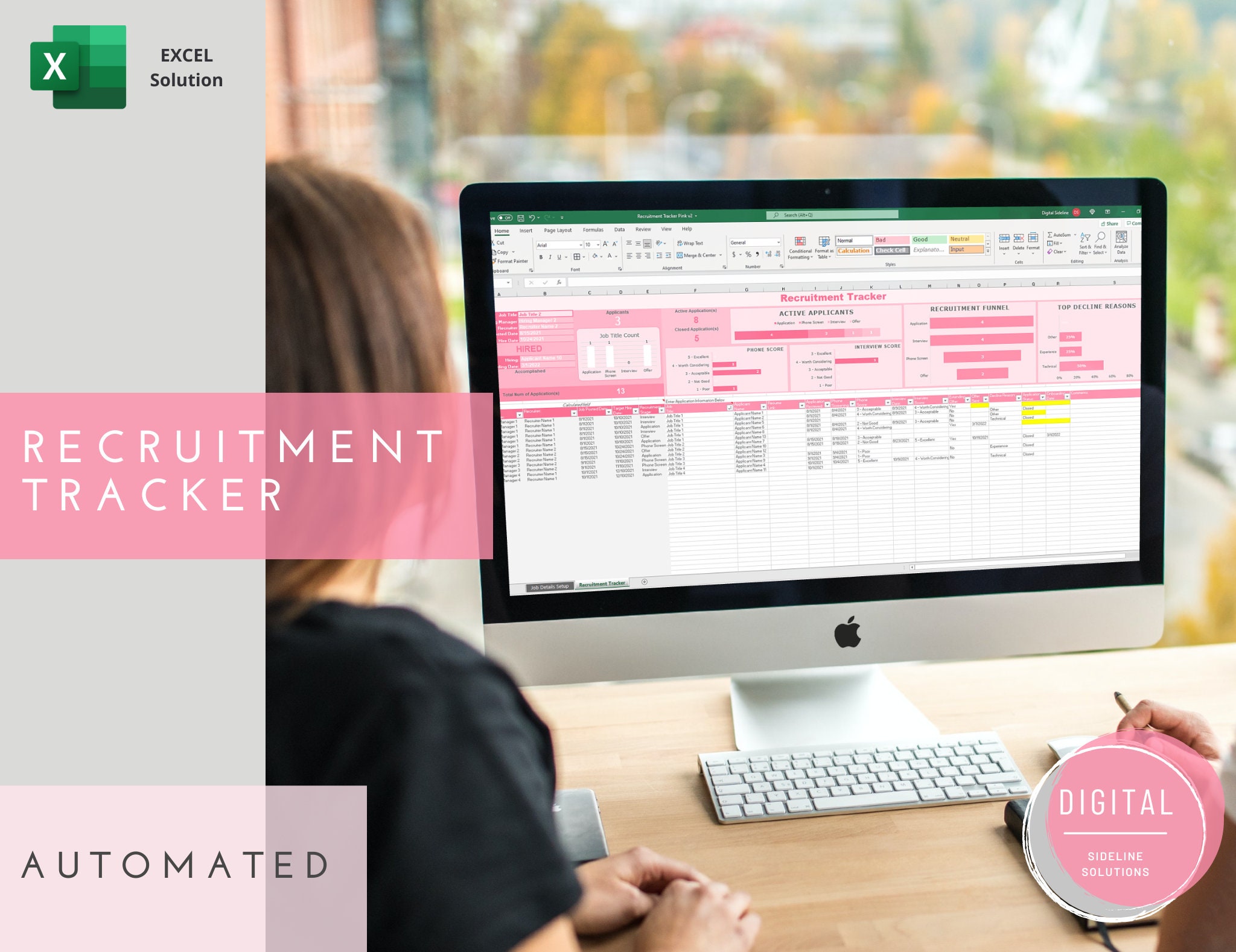 Hired!!! Recruitment Tracker | Job Hiring Planner and Template | HR Job ...