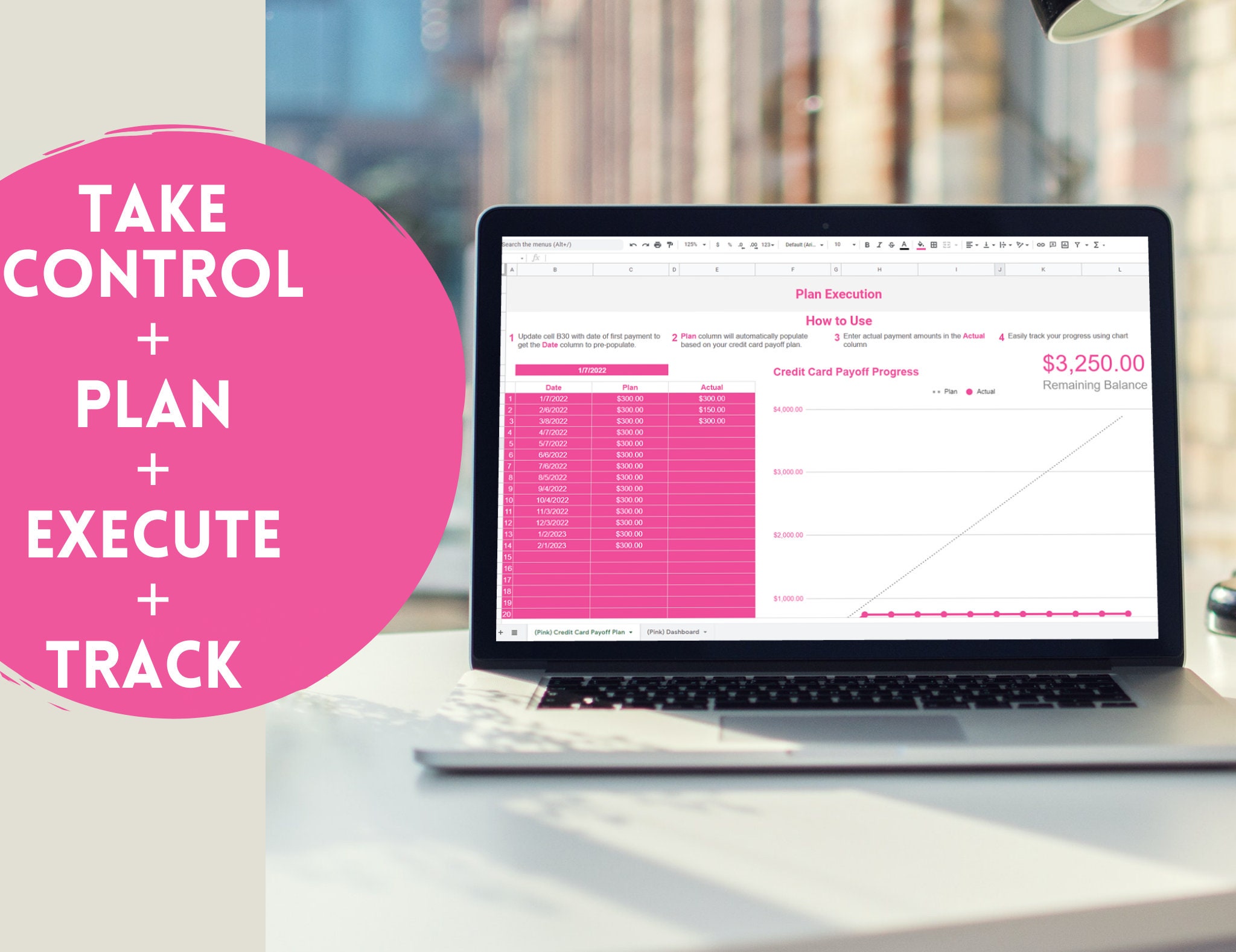 Credit Card Payoff Plan Template Progress Tracking Dashboard Colorblind ...