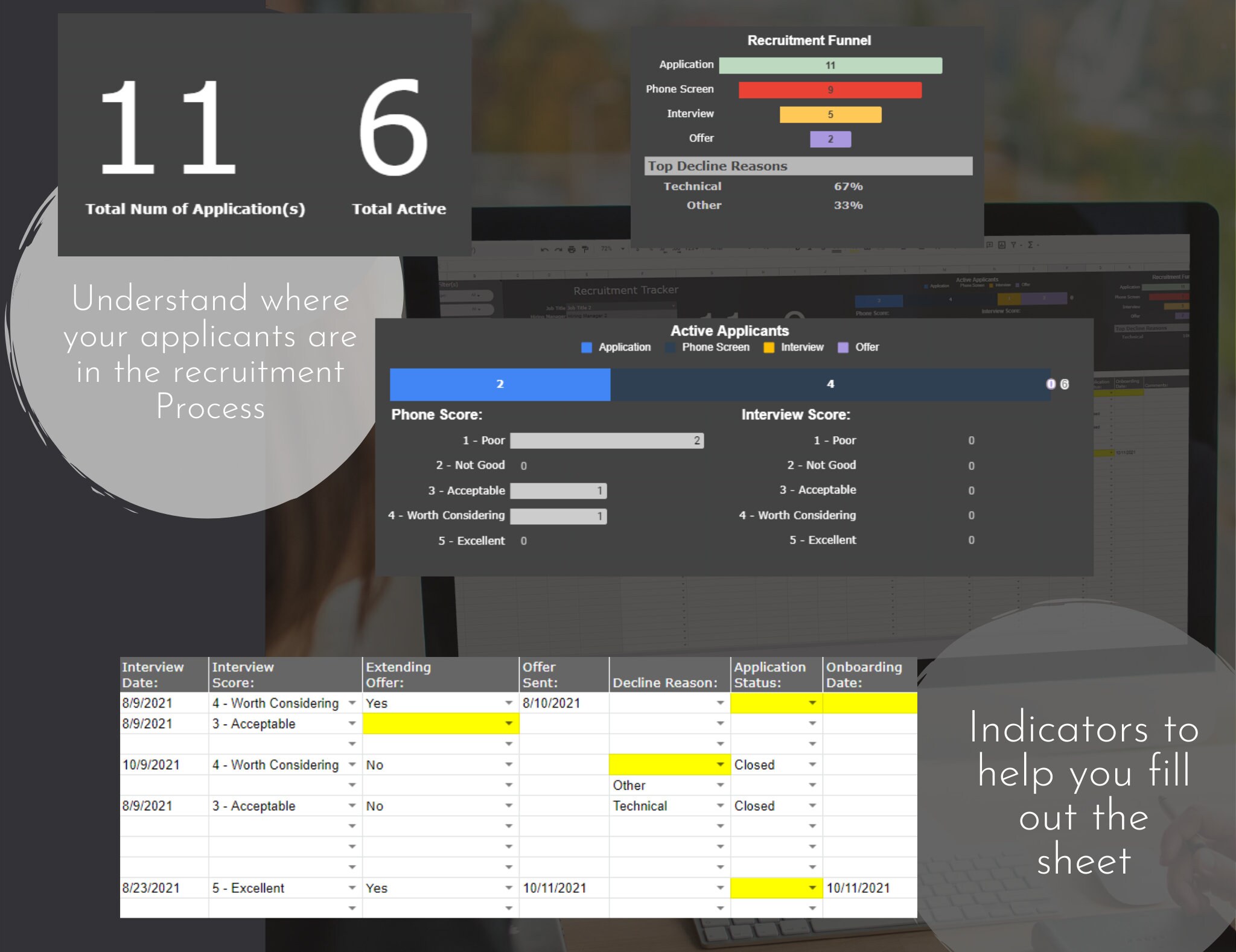 Recruitment Application Tracker Template | Job Hiring Planner | HR Job ...