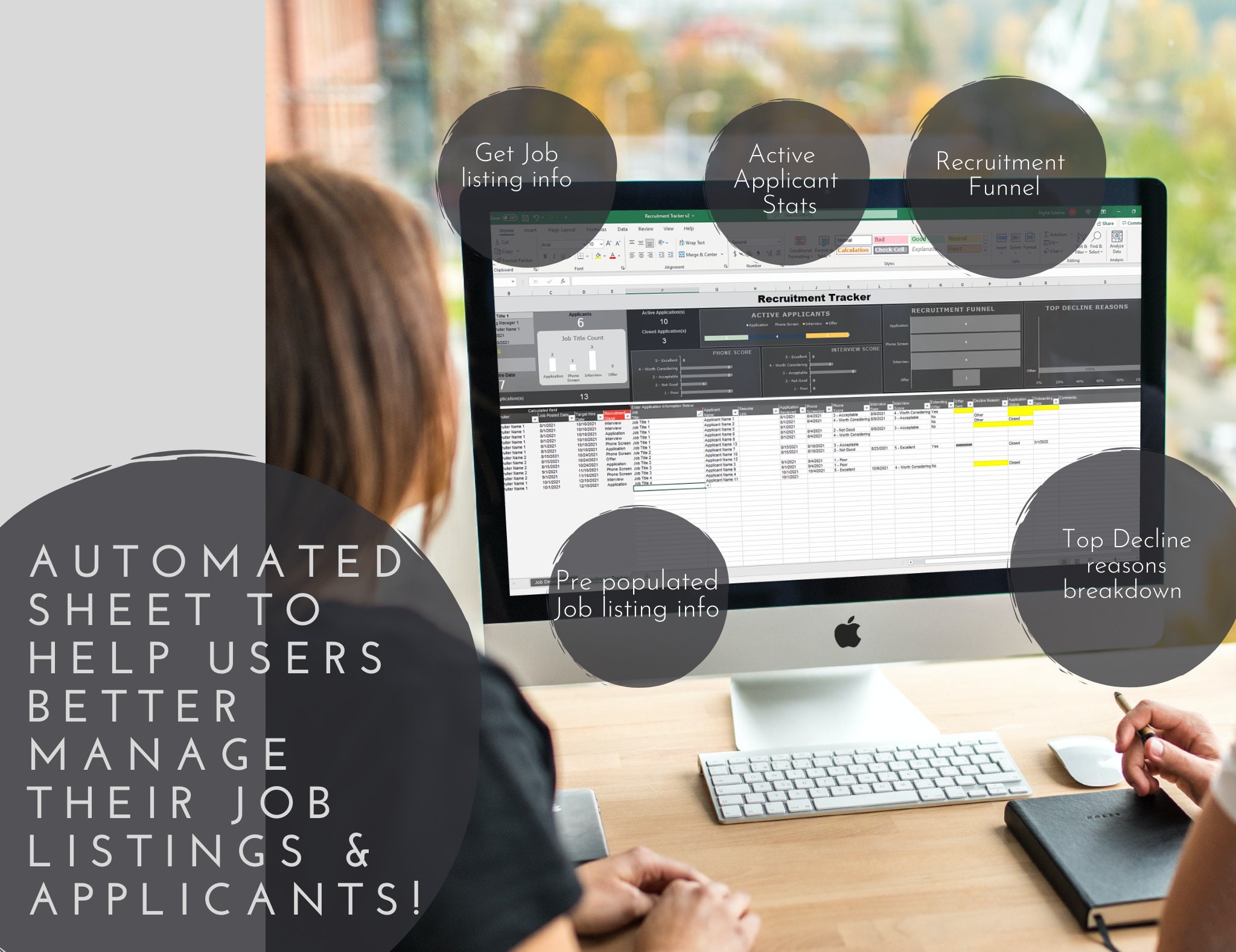 Recruitment Application Tracker Template | Job Hiring Planner | HR Job ...