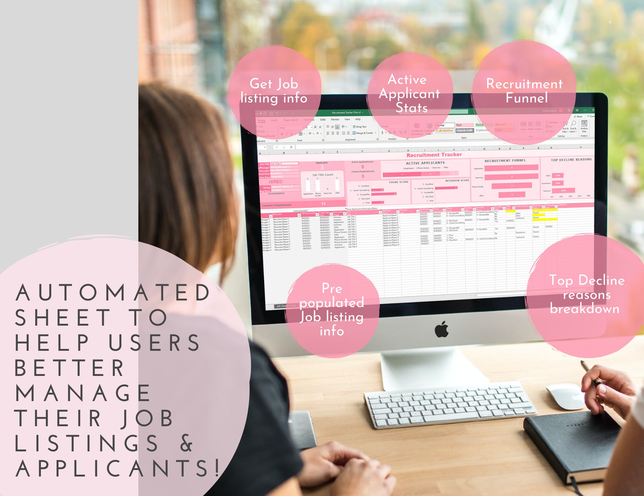 Hired!!! Recruitment Tracker | Job Hiring Planner and Template | HR Job ...